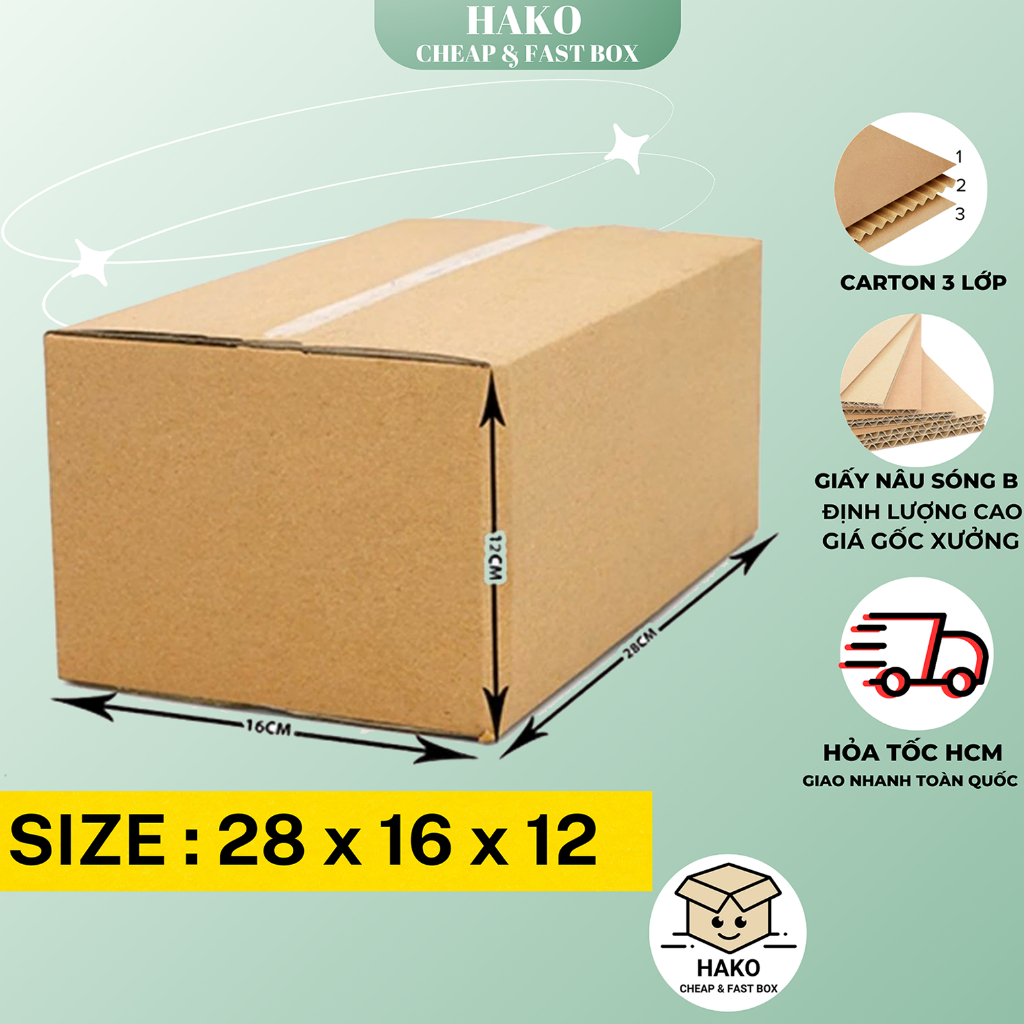 Size 28x16x12 , thùng giấy hộp carton đóng hàng Hako box | Shopee Việt Nam
