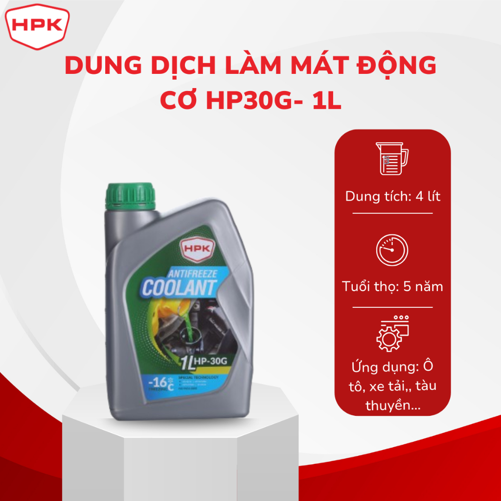 Nước làm mát động cơ HPK HP30G 1L màu xanh sản phẩm chính hãng HPK dùng ...