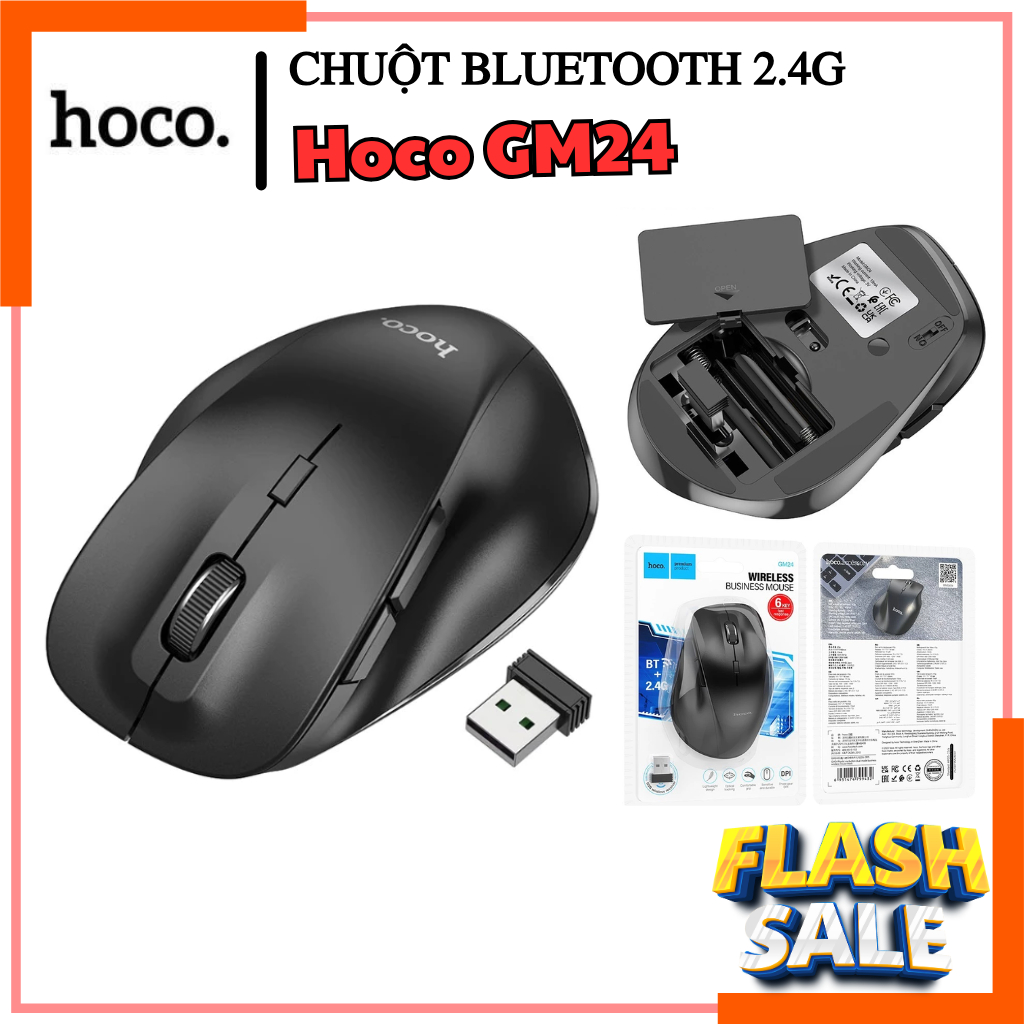 Chuột Không Dây Bluetooth Hoco GM24 - Chuột Máy Tính Laptop 2,4G, 6 Nút, Độ Nhạy 1600DPI ...