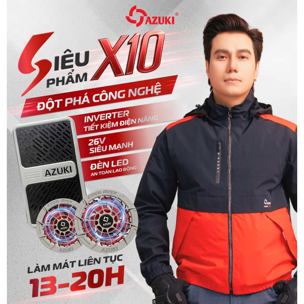 Bộ áo điều hòa Dài tay phối màu Azuki EXTRA X10 Siêu Hot 2025 - Pin 24 ...