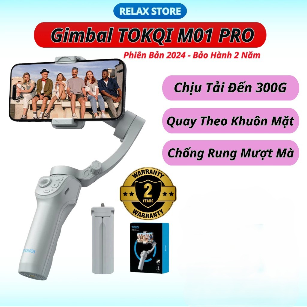 Gimbal TOKQI M01 chống rung điện thoại, gymbal 360 độ gậy chụp ảnh 3 ...