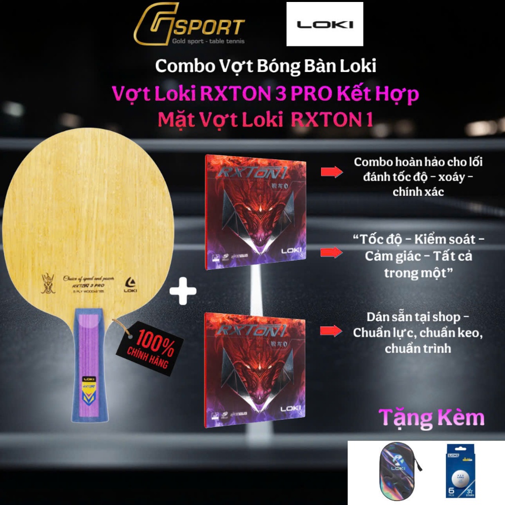 Combo Vợt Bóng Bàn Dán Sẵn Loki Rxton 3 Pro Kết Hợp Mặt Vợt Loki Rxton ...