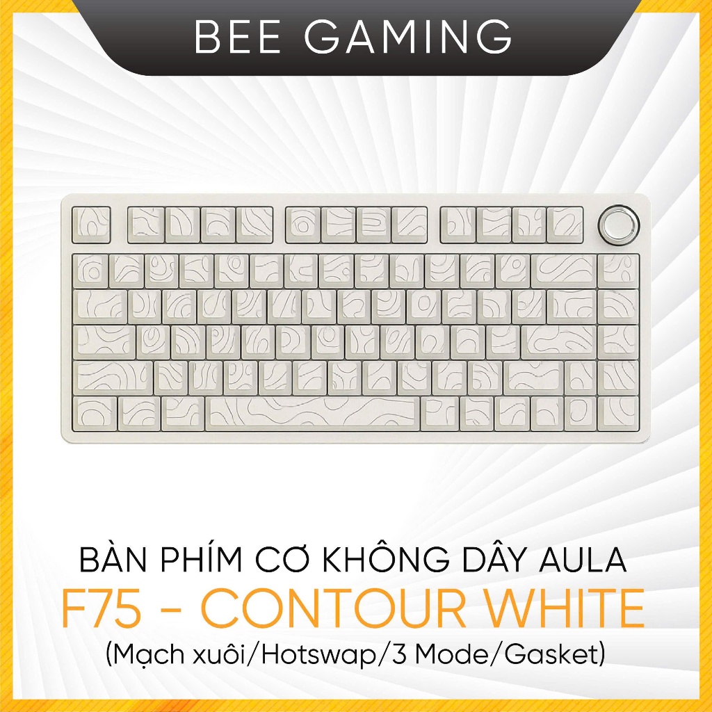 Bàn phím cơ không dây AULA F75 - Contour White (Hotswap / Led RGB ...