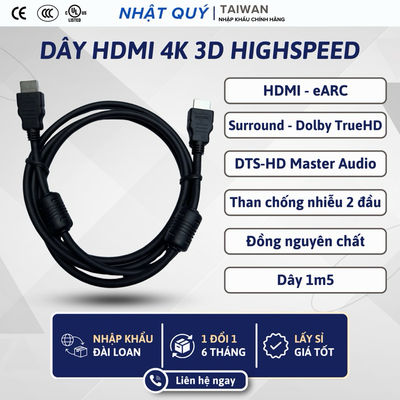 Dây hdmi 4K 3D Highspeed - Hỗ trợ eARC, dolby atmos,... | Shopee Việt Nam