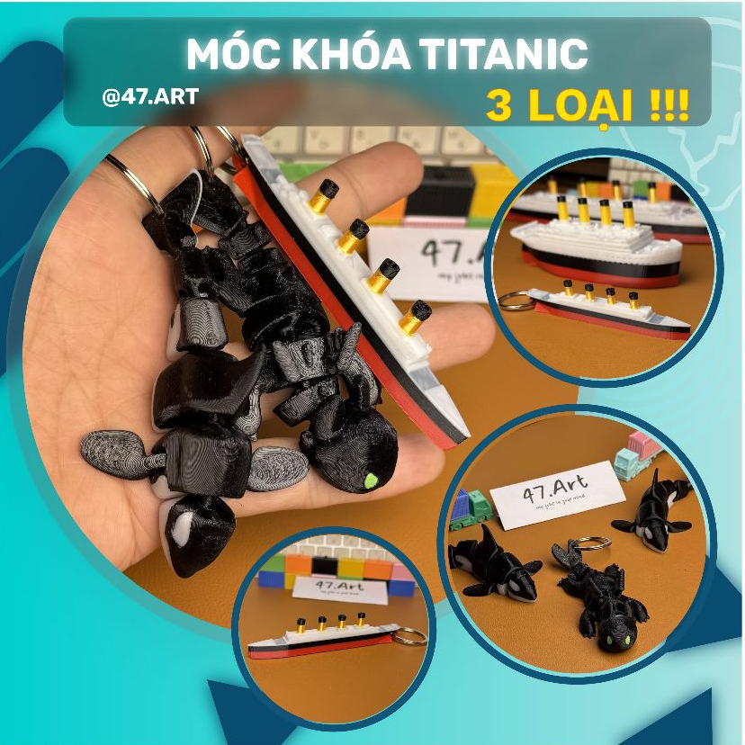 Móc Khóa Mô hình Du Thuyền Titanic, Rồng Răng Sún, Cá Voi Orca [M.H.V ...
