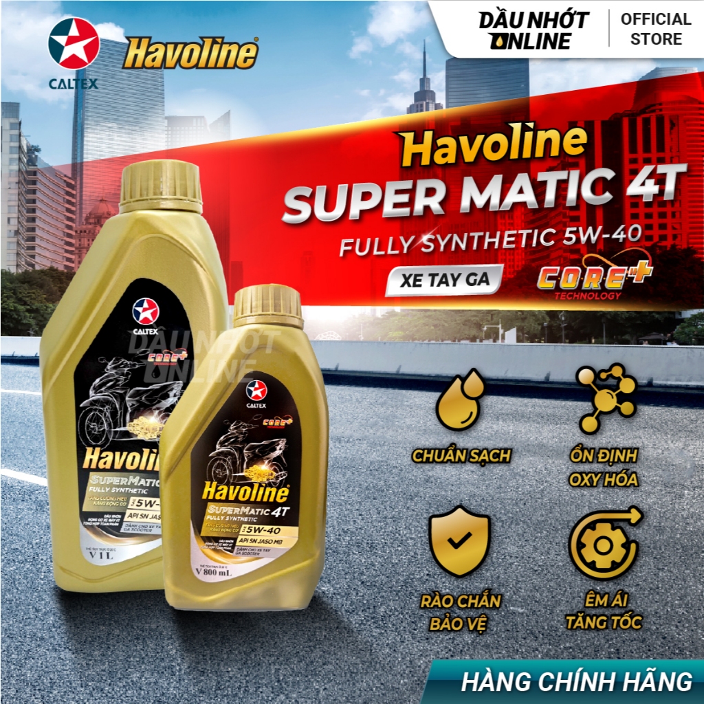 Dầu nhớt Tổng hợp toàn phần xe ga - Caltex Havoline SuperMatic 4T Fully ...