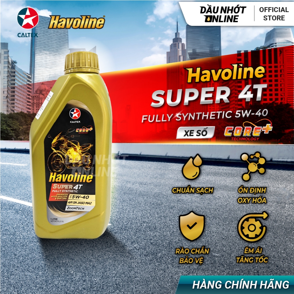 Dầu nhớt Tổng hợp toàn phần xe số - Caltex Havoline Super 4T Fully ...