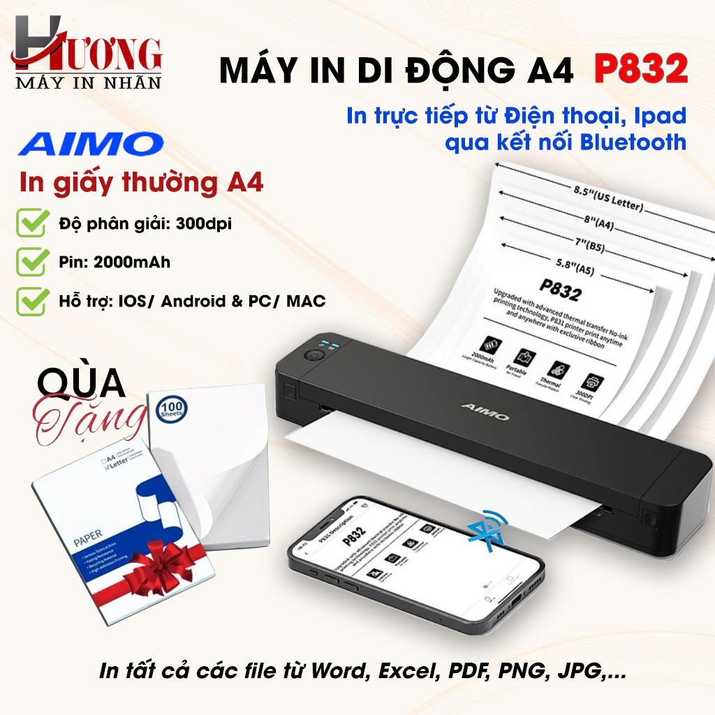 Máy In Di Động Tài Liệu P832 - In giấy A4 thường - In nhanh file từ ...