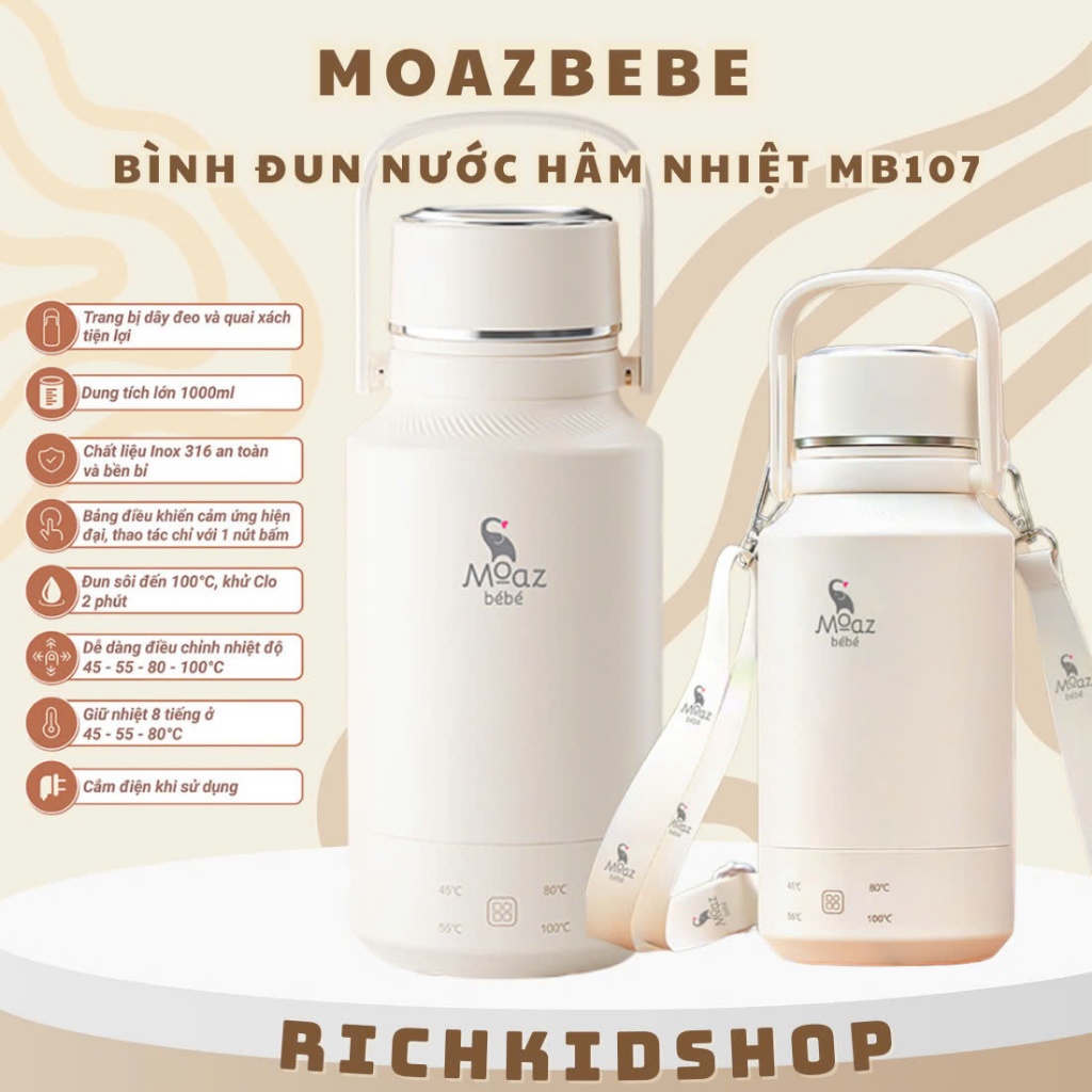 BÌNH ĐUN NƯỚC DU LỊCH MOAZ BÉBÉ MB107 [ bh 12 tháng lỗi sx ] | Shopee ...