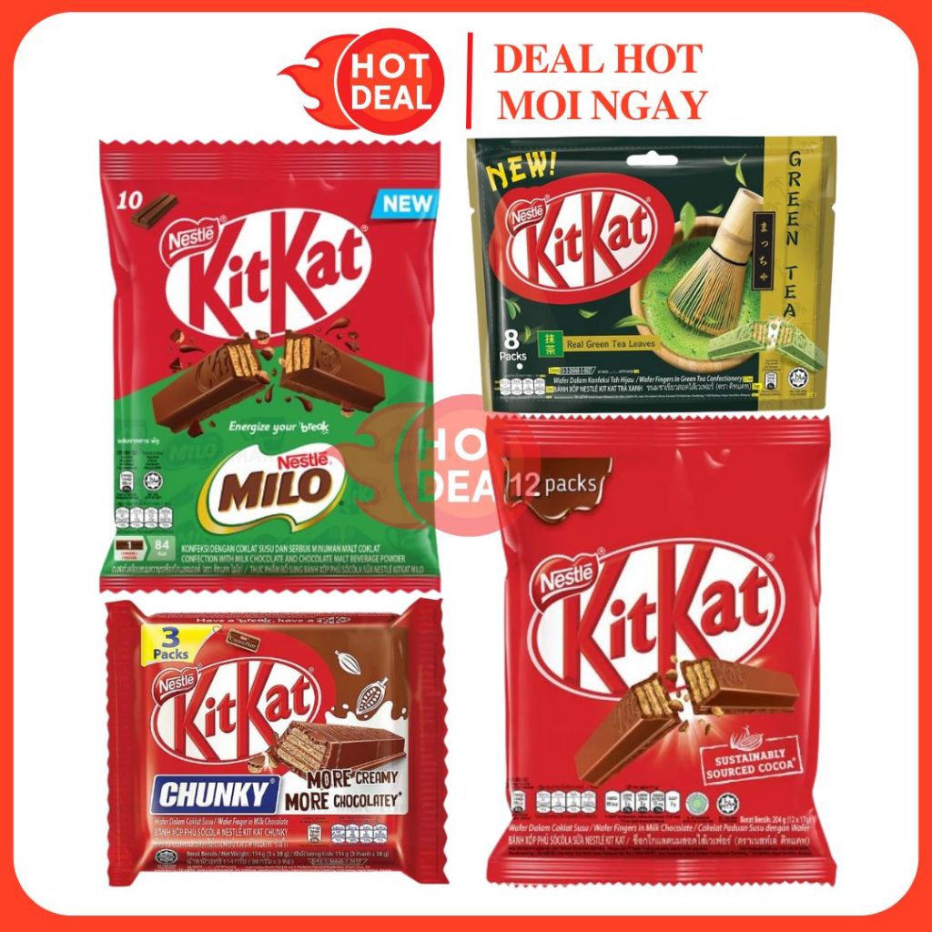 [MIX VỊ] Thanh Socola Kitkat Milo/Matcha/Bánh Xốp Phủ Socola Sữa Nestlé ...