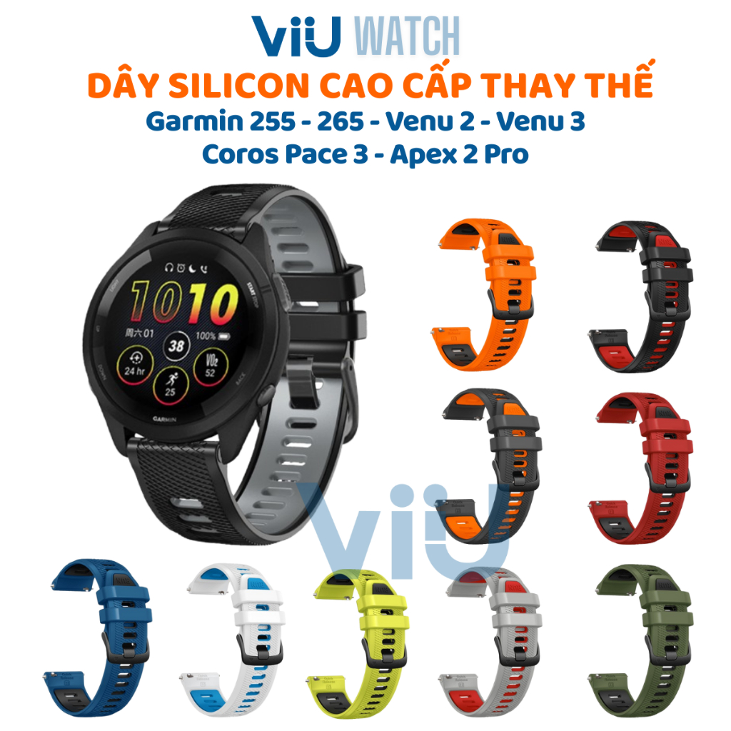 Dây Silicon 2 Màu Size 22mm Cho Garmin Forerunner 265 255 Venu 2 3 ...