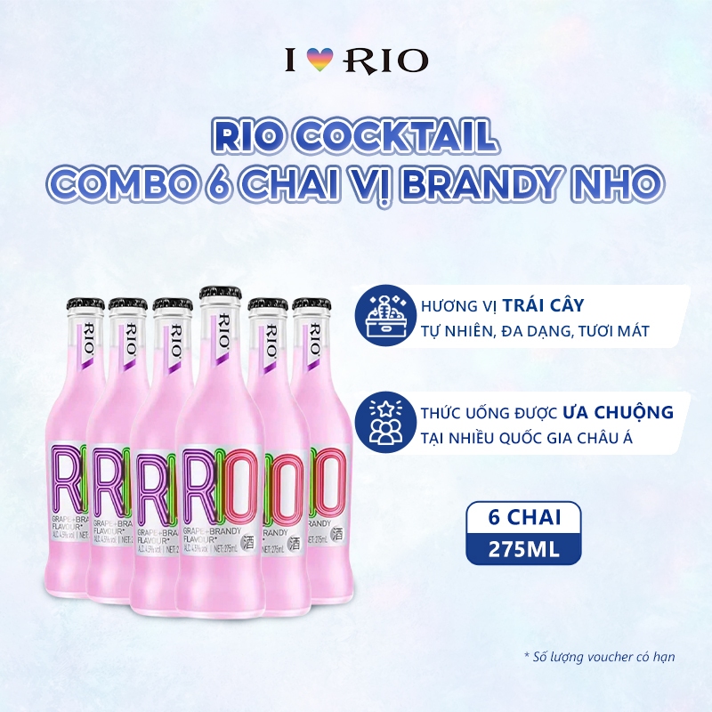 [Voucher + Gift] Combo 6 chai nước trái cây lên men Rio Cocktail vị ...