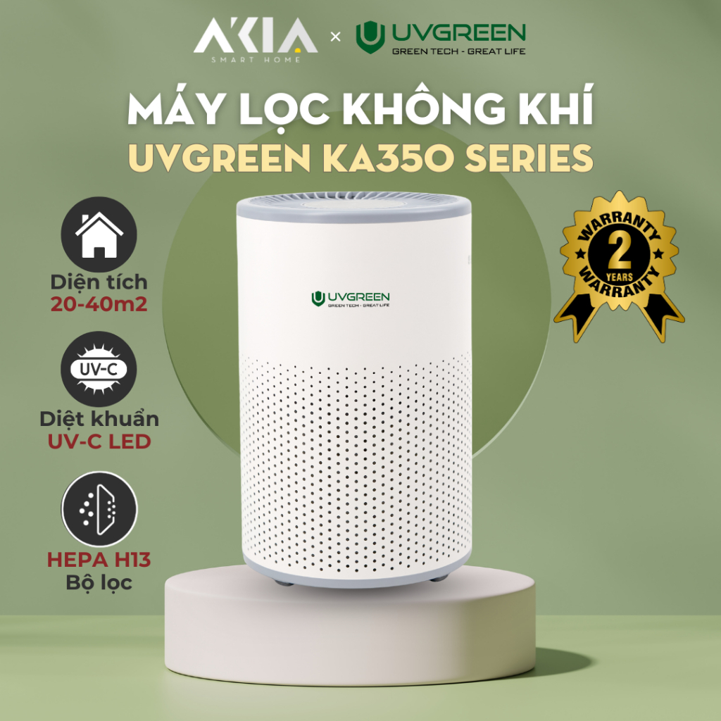 Máy lọc không khí UVGREEN KA350 40m2 - Lõi lọc HEPA H13, UVC LED diệt ...