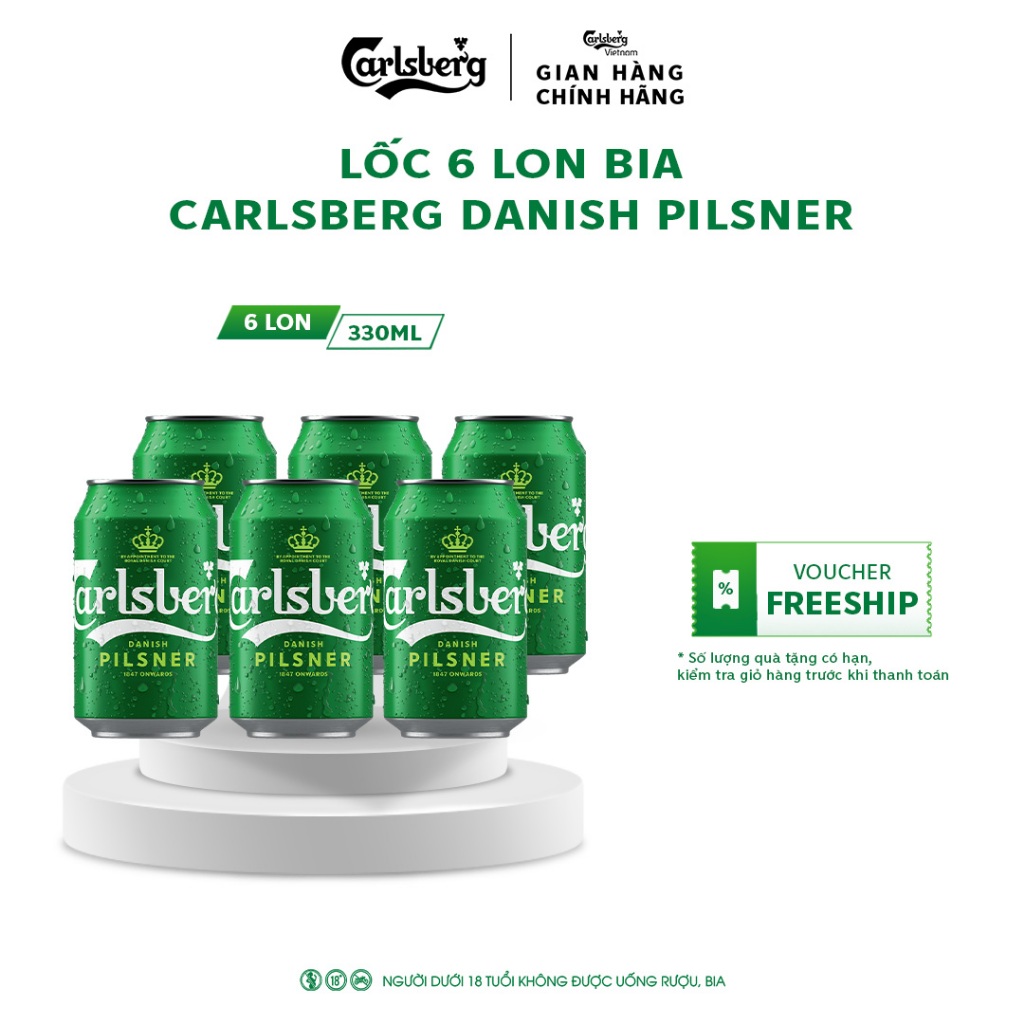Carlsberg - Bia Danish Pilsner - Nồng độ cồn 5% - Lốc 6 lon 330ml Beer ...