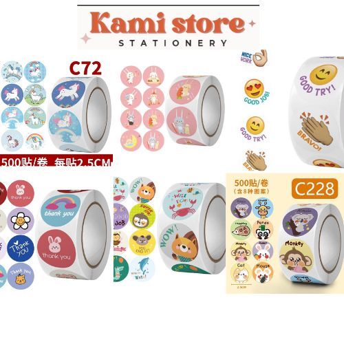 (sỉ)Combo 10 cuộn sticker 500 nhãn dán khen thưởng học sinh-Kami ...