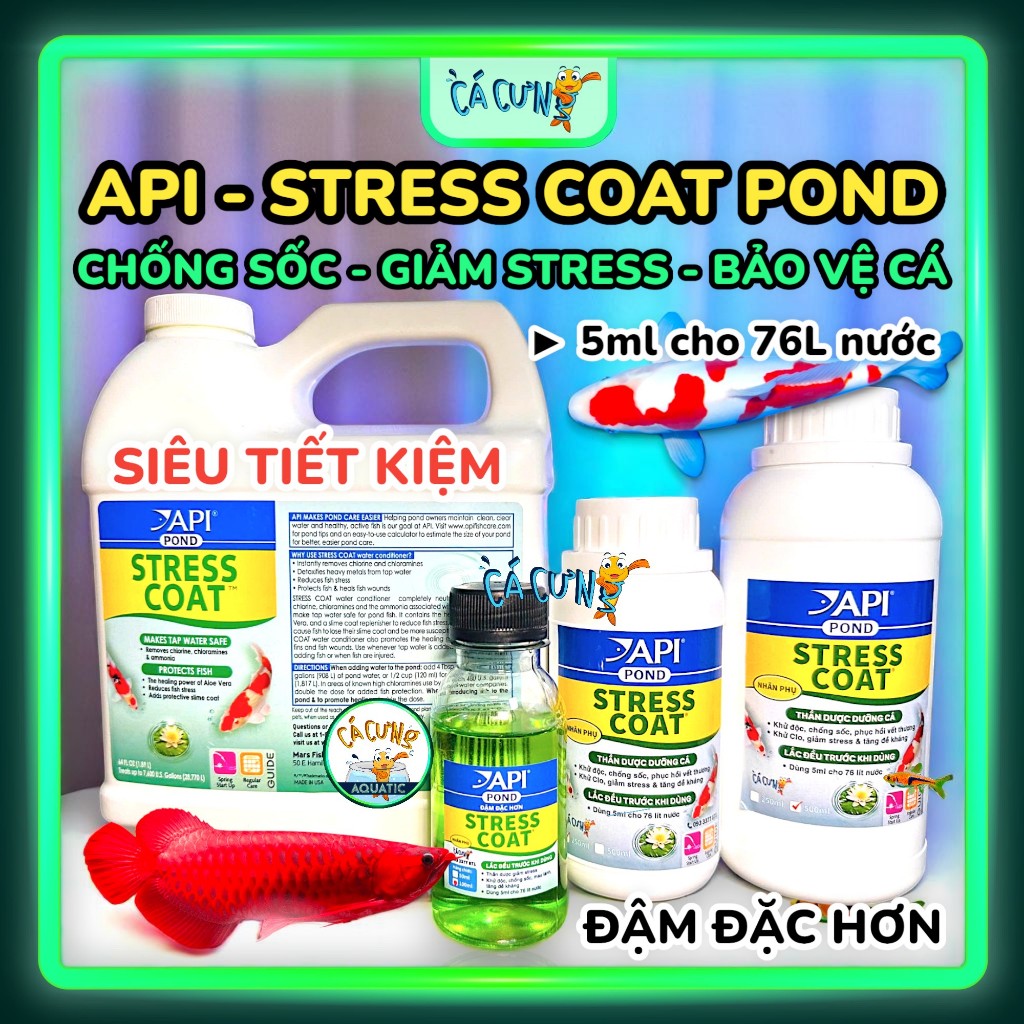 API STRESS COAT POND - Giảm stress cá, phục hồi chất nhờn, chống tuột ...