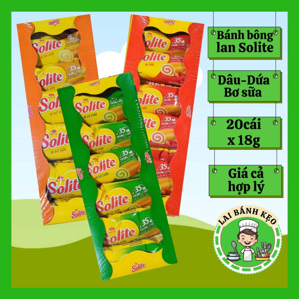 Bán sỉ hộp bánh Bông Lan cuộn kem Solite Kinh Đô vị Dứa, Dâu & Bơ Sữa ...
