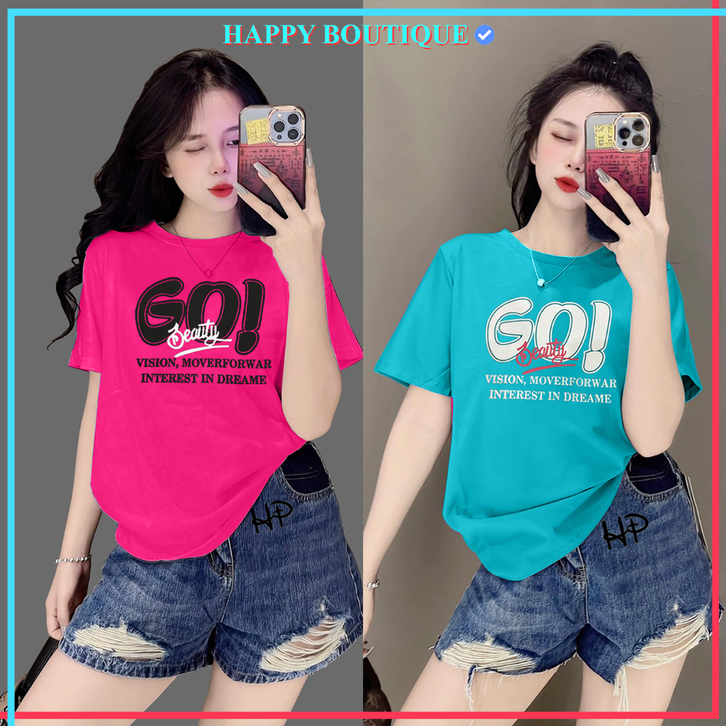 Áo Thun Thái Nữ [Mã A69] Form Vừa 40~60kg Cotton 100%, Phong Cách, Cá Tính, Độc Đáo [GO!] Top Cổ ...