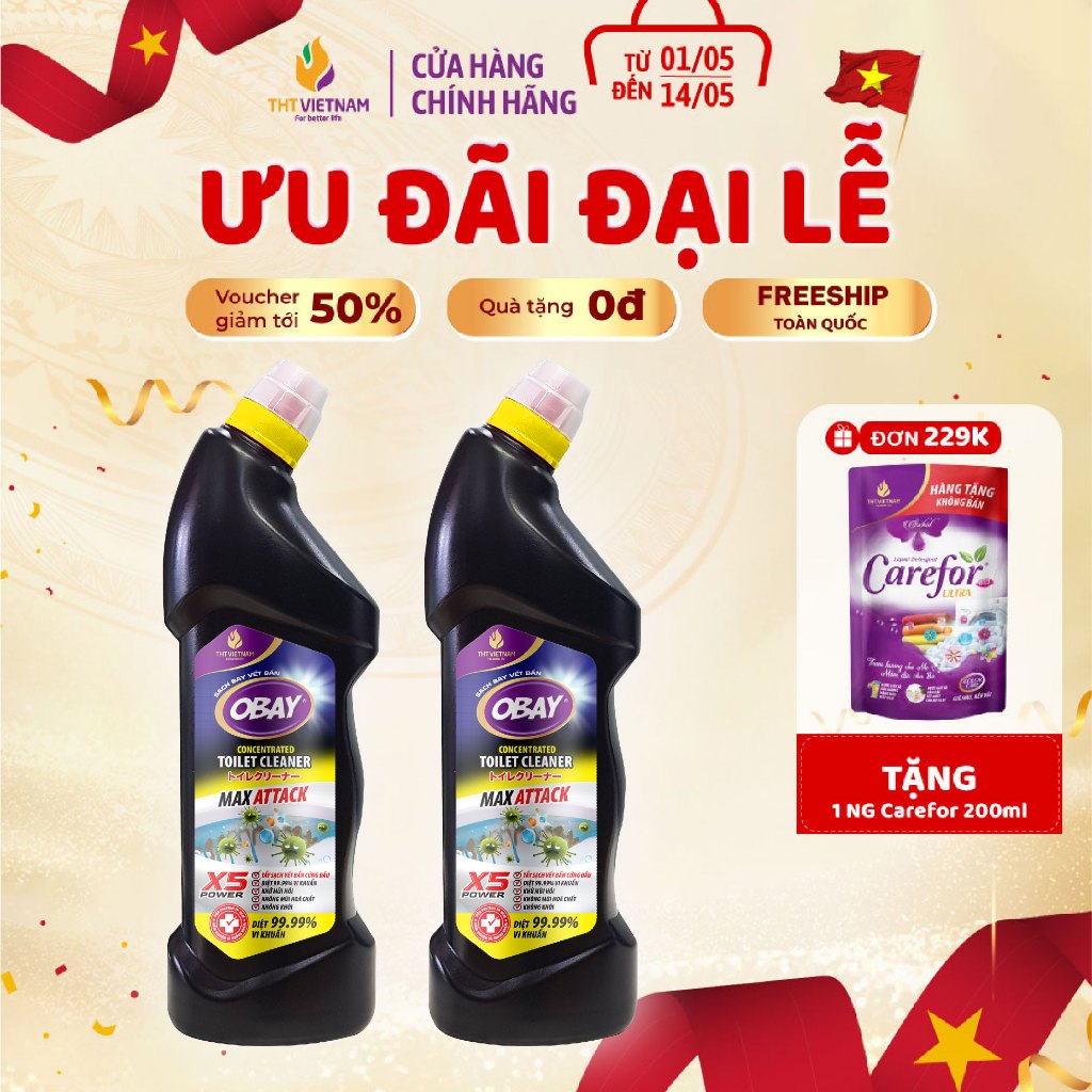 Combo 2 Nước Tẩy Bồn Cầu OBAY, Tẩy Bồn Cầu Diệt Khuẩn KHÔNG MÙI HÓA HỌC ...