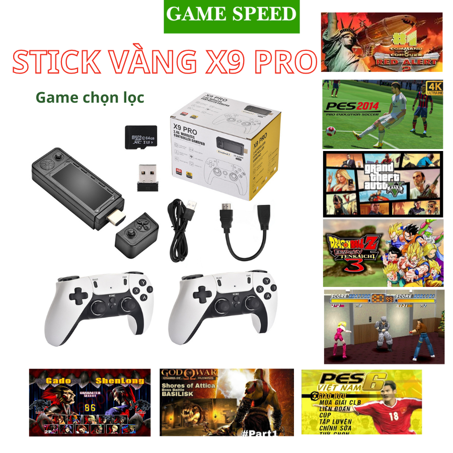 Máy Chơi Game Stick Vàng X9 PRO Chip S905 x 3 có 2 Tay Cầm Ram 2GB Có ...