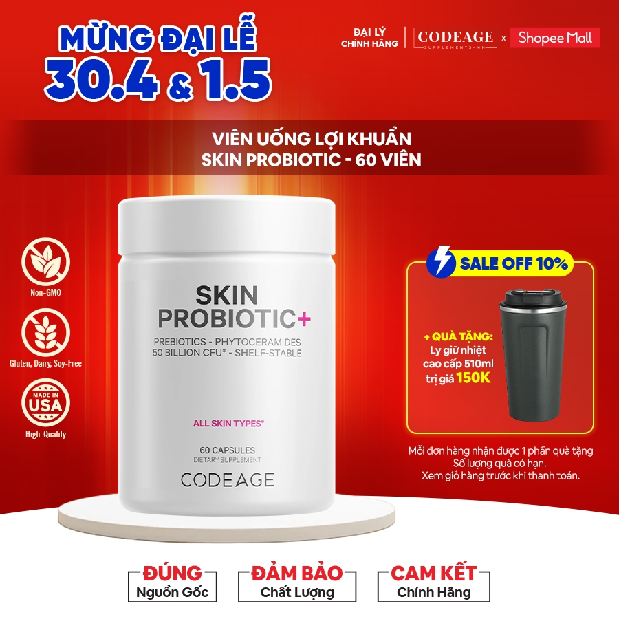 Viên uống lợi khuẩn CodeAge Skin Probiotic 60 viên - Codeage Authorized ...