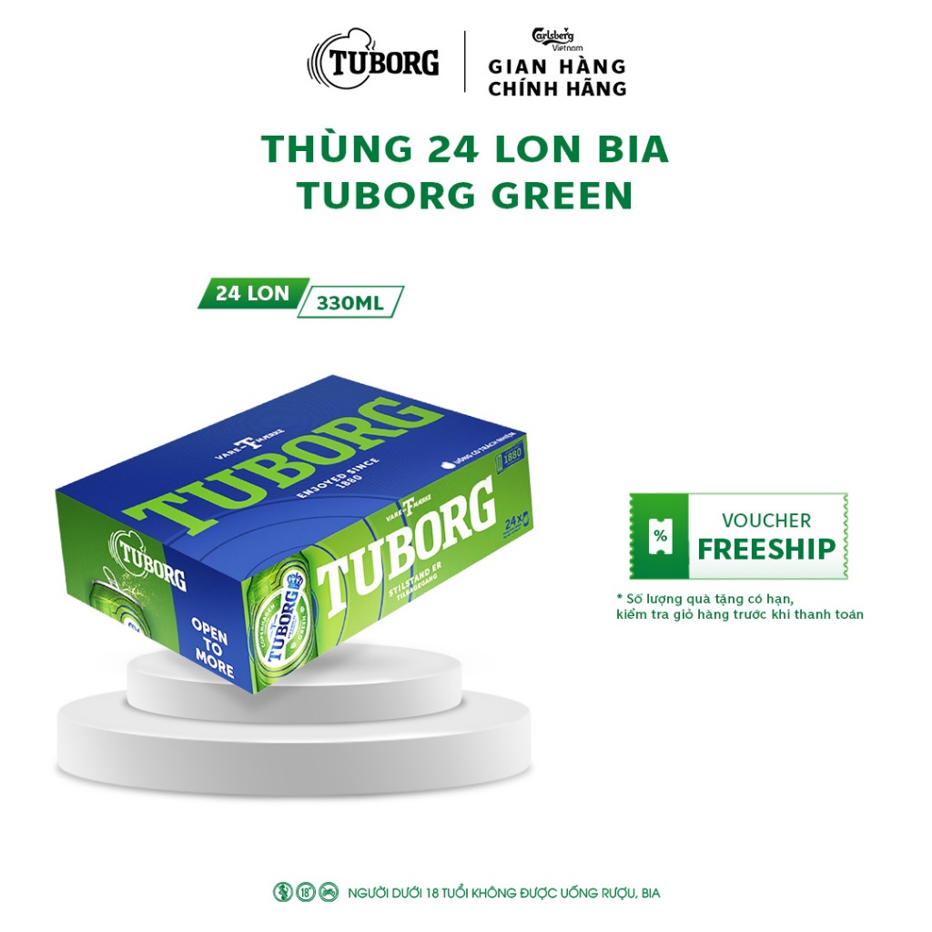 Tuborg- Bia Lager Đan Mạch- Nồng độ cồn 4.6%- Thùng 24 lon 330ml- Bia ...