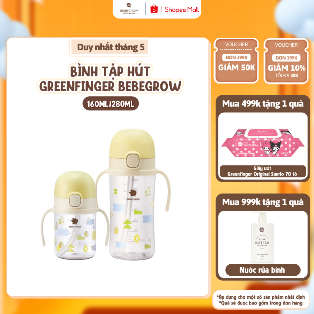Bình tập uống 1 Onetouch Greenfinger Bebegrow chất liệu Ecozen 160ml/280ml cho bé | Shopee Việt Nam
