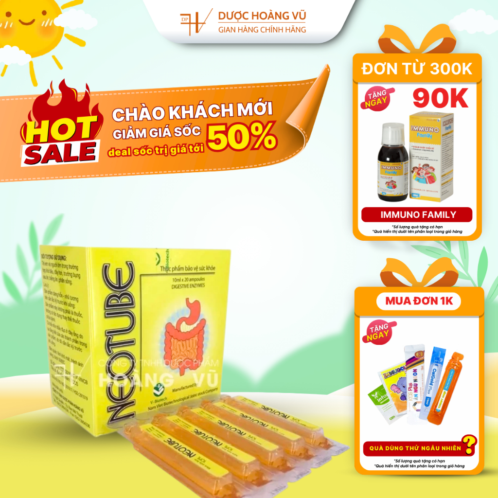 [ ĐƠN 300K TẶNG ĐỀ KHÁNG 90K] Men Tiêu Hóa NEOTUBE - Ống - Hỗ trợ giảm ...