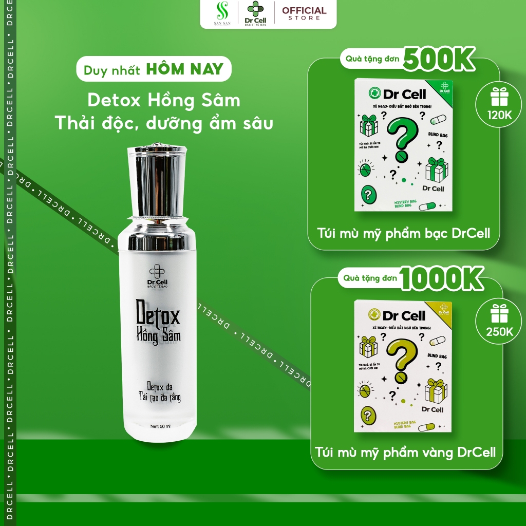 Detox Hồng Sâm drcell hổ trợ thải độc, dưỡng ẩm, hỗ trợ ngăn ngừa lão hóa cho da chai 50ml ...