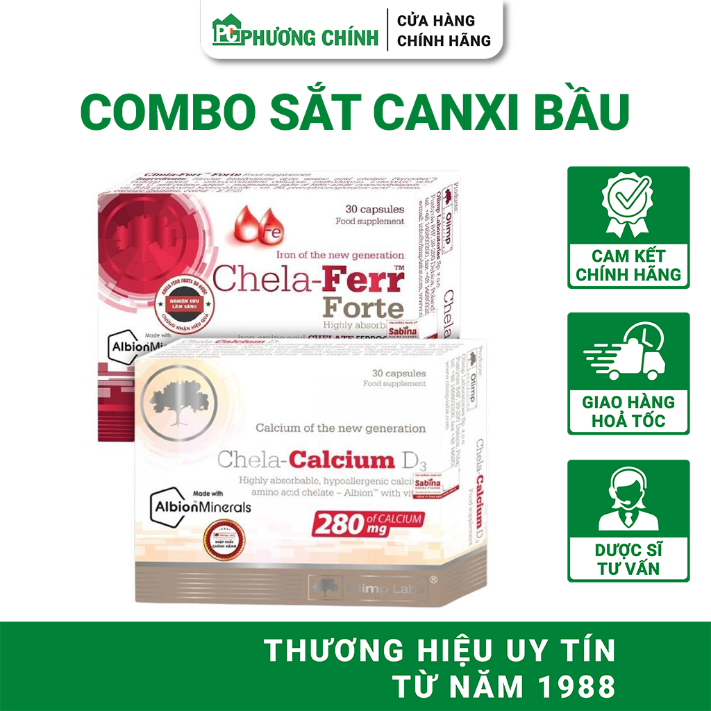 Combo Sắt Canxi Bầu Hữu Cơ Chela Calcium D3 + Chela Ferr Forte Olimp Labs (2 Sản Phẩm) | Shopee ...