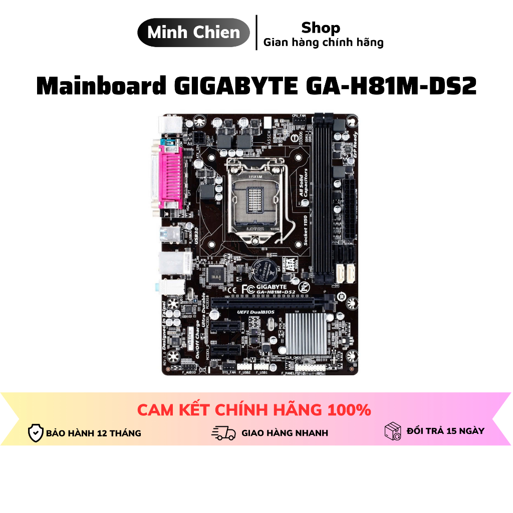 Main máy tính Gigabyte H81M-DS2- Hàng like new mới 98-99% - Bảo hành 6 ...
