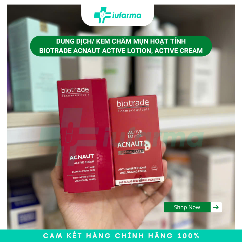 [CÔNG TY] Dung Dịch/ Kem Chấm Mụn Hoạt Tính Biotrade Acnaut Active Lotion, Active Cream (tem phụ ...