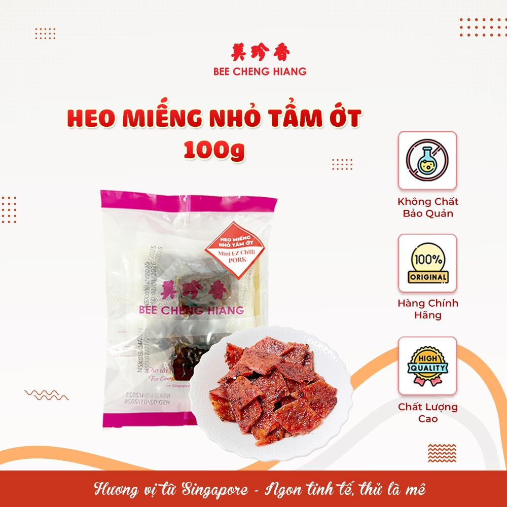 Heo miếng nhỏ tẩm ớt Bee Cheng Hiang 100g - Mini EZ Chilli Pork 100g ...