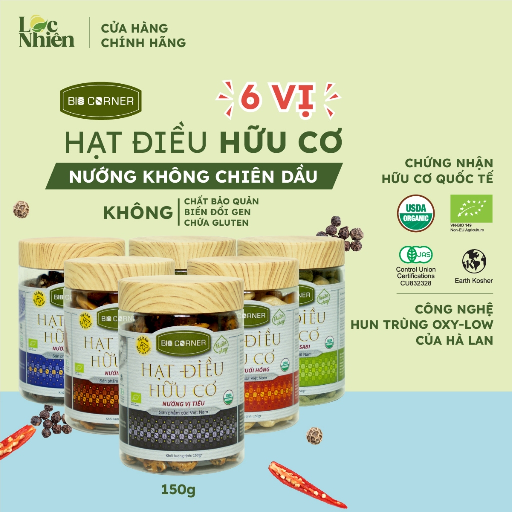 Hạt Điều Hữu Cơ Nướng - Bio Corner (150g) - Vị Tùy Chọn | Shopee Việt Nam