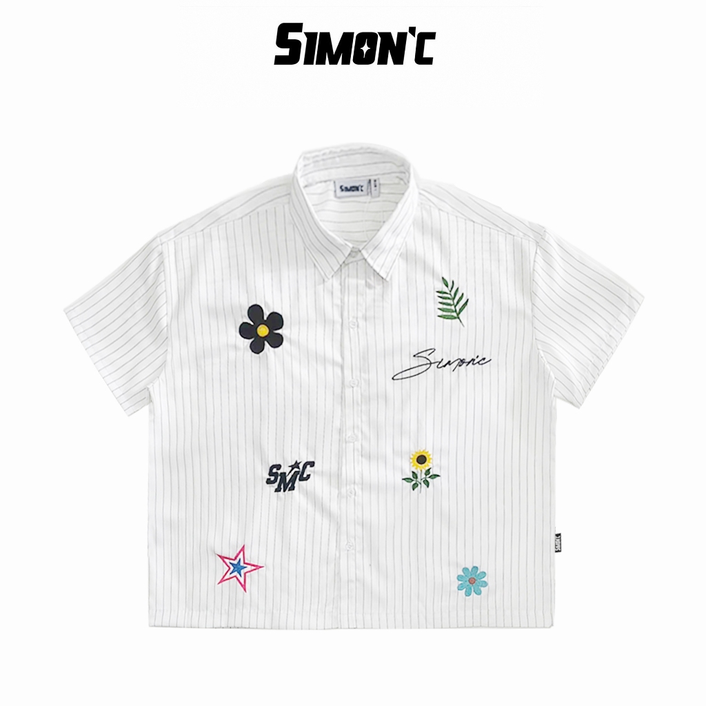Áo Sơ Mi Boxy Thêu Nổi Sticker Simon'c Fresh Mode - Trắng Vải Tuytsi ...