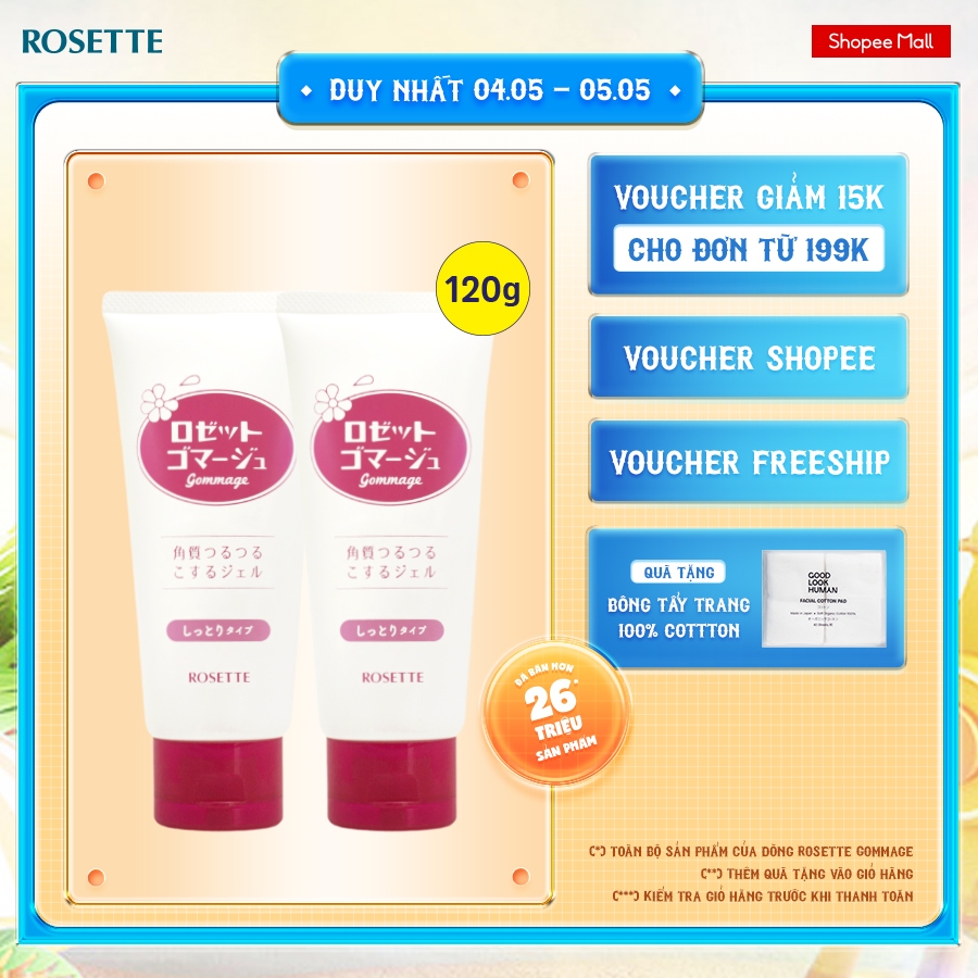 [HSD: 11/2026] Combo Tiết Kiệm 2 Tẩy Tế Bào Chết Rosette Dành Cho Da Khô Gommage Moist 120g x2 ...