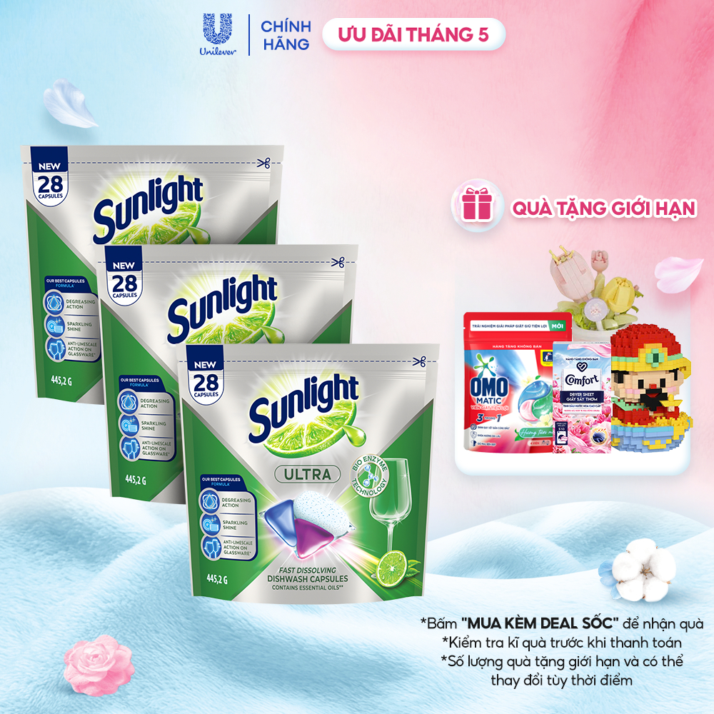 Combo 3 Túi Viên Rửa Chén Bát Sunlight 14 in 1 Dành Cho Máy Rửa Chén ...