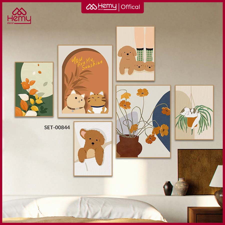 SET 6 Tranh Dán Tường Mẫu Dễ Thương ,Trendy, Decor Phòng Khách, Phòng ...