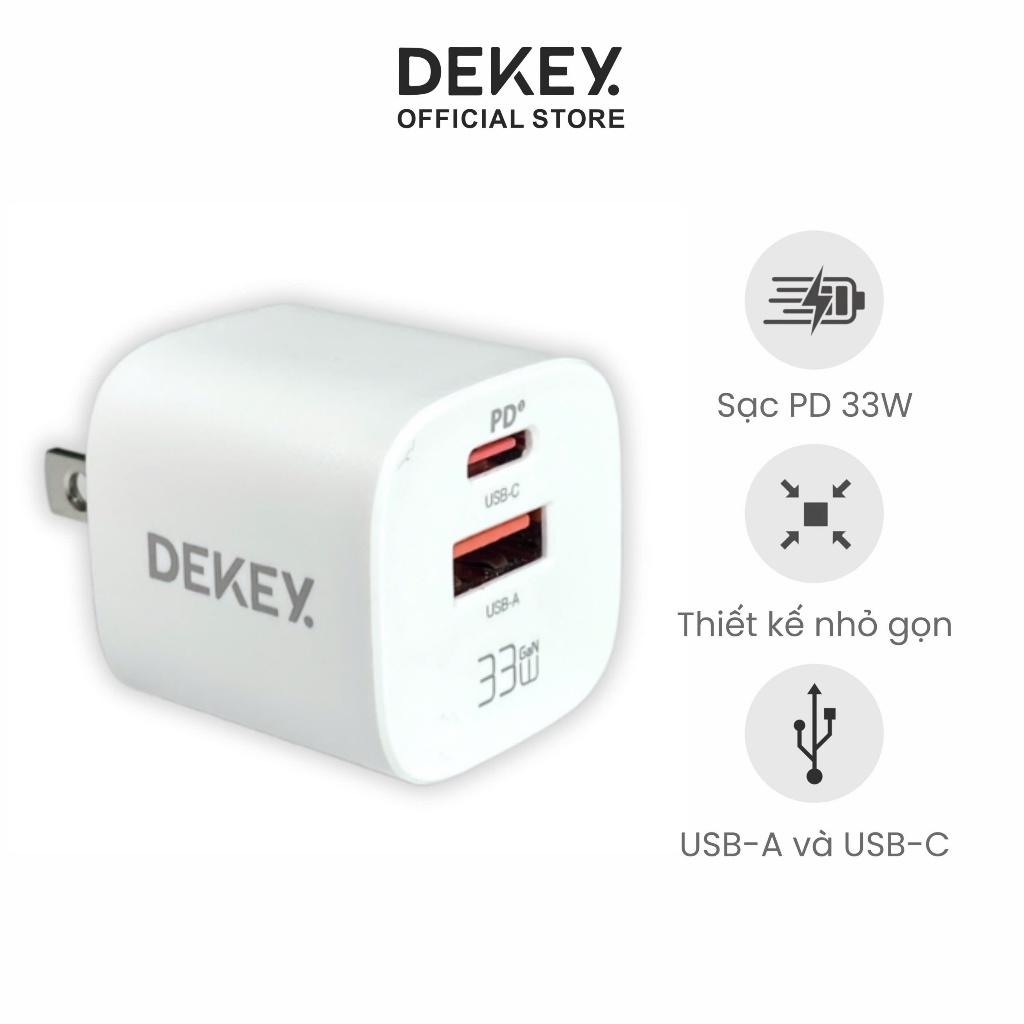[ KHUYẾN MÃI ] Cốc sạc DEKEY Power Pioneer Wall Charger 33W 2 Cổng USB ...