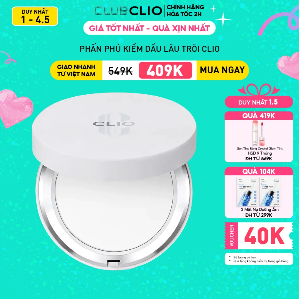 [ĐỘC QUYỀN 29.4]Phấn Phủ Nén Kiềm Dầu Clio Stay Perfect Finish Pact 8G ...