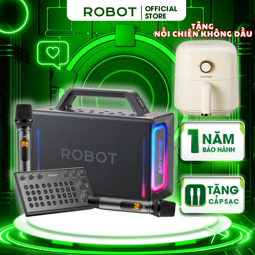 [Mới] Loa Bluetooth Karaoke Robot RB90 Công Suất 100W Hiệu Ứng RGB Kèm ...