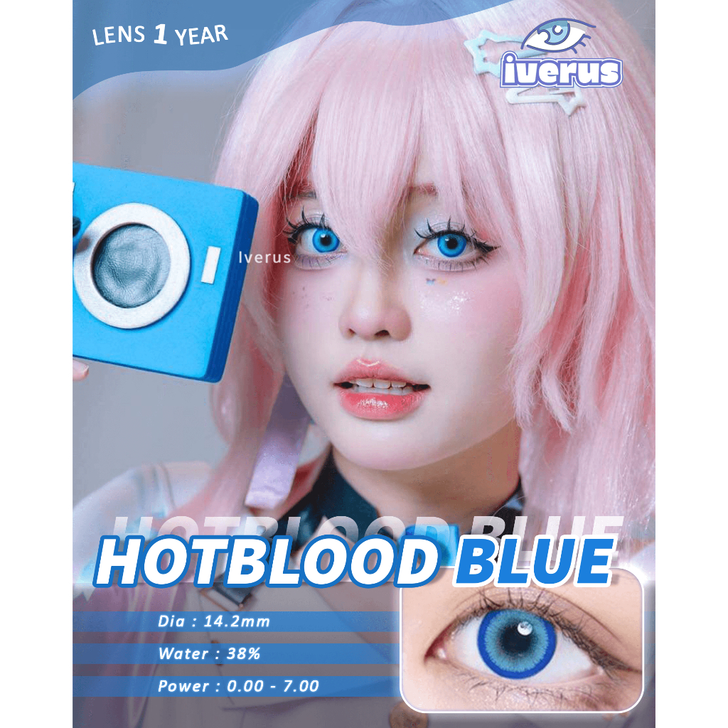 Một cặp kính áp tròng cosplay - Lens cosplay hotblood blue giãn tròng ...