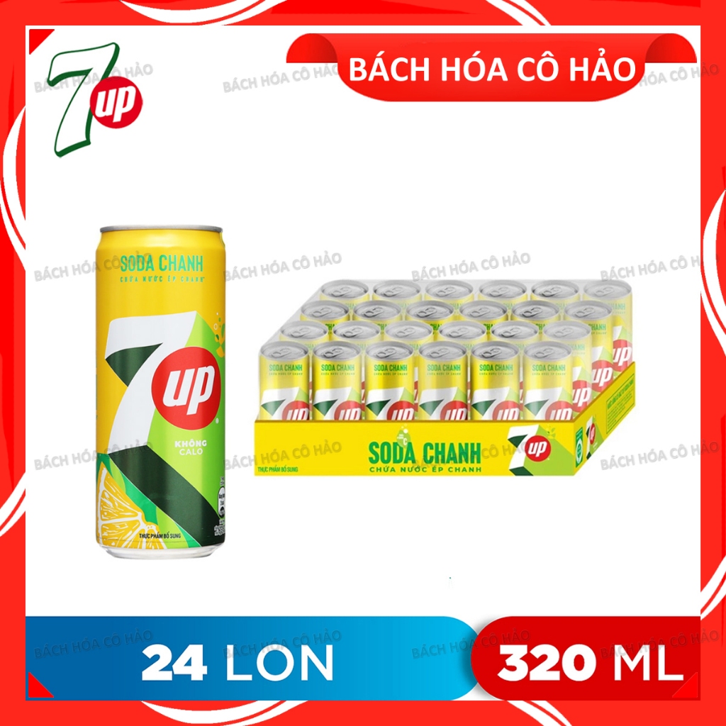 THÙNG 24 LON NƯỚC NGỌT SODA CHANH KHÔNG CALO 7UP 320ML | Shopee Việt Nam