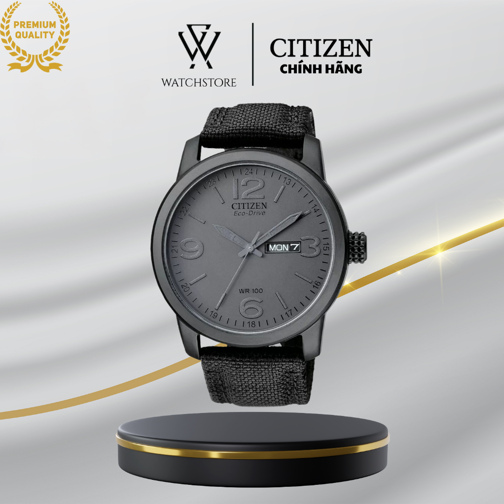 Đồng Hồ Nam Eco Drive Citizen BM8475-00F Màu Full Black Dây Dù Mặt Kính ...