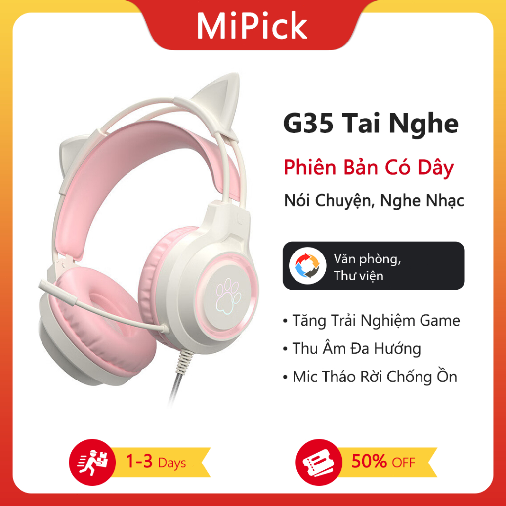 G35 Tai Nghe Gaming Có Dây, Loa 40mm, Đèn RGB, Mic Tháo Rời Chống Ồn ...