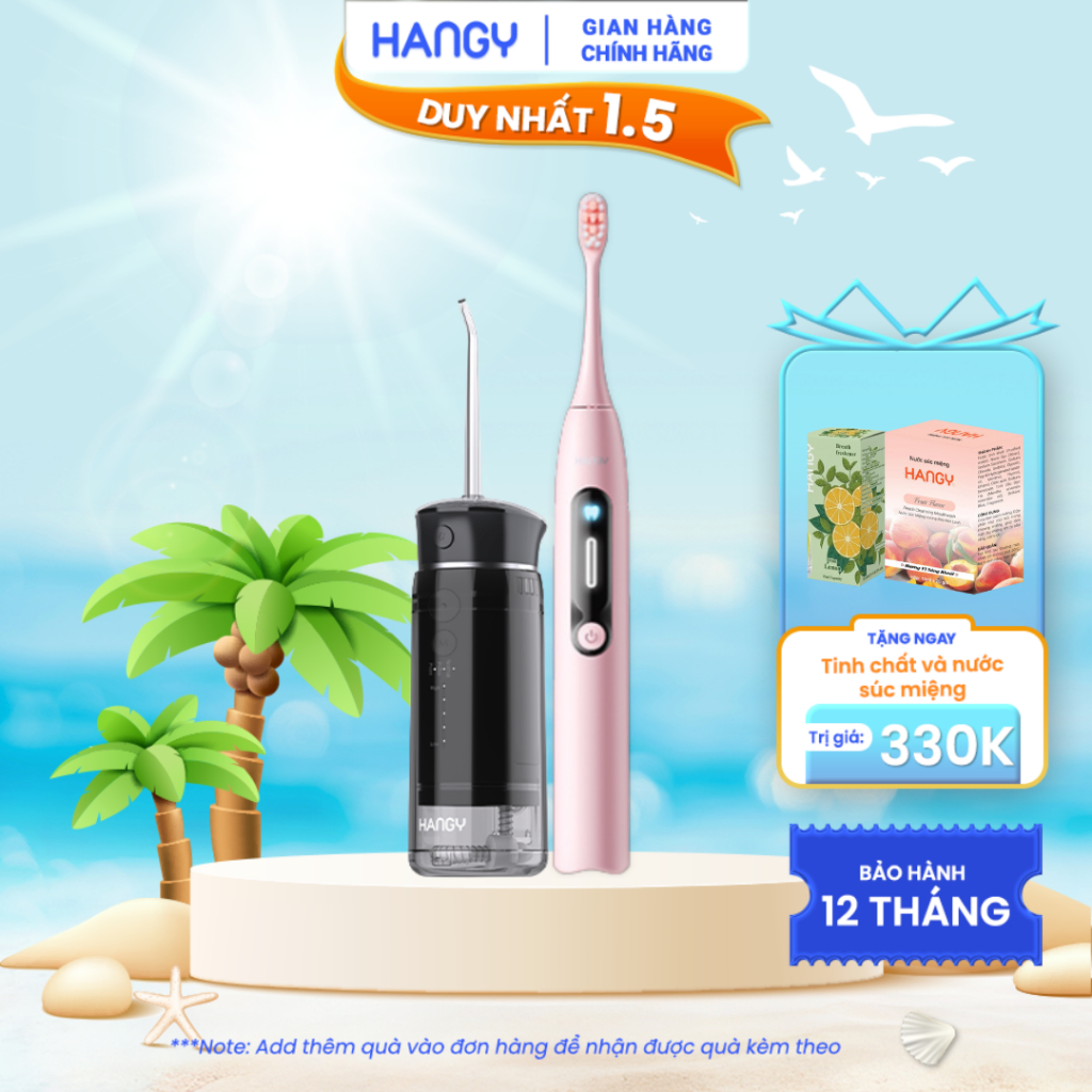 [Combo] Bàn chải điện HANGY H1 phiên bản nâng cấp 2025 và Máy tăm nước ...