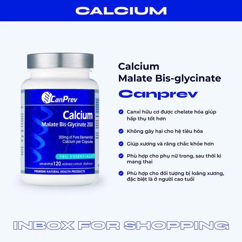 Canxi Calcium Bis-Glycinate 200mg 120 viên hãng Canprev | Shopee Việt Nam