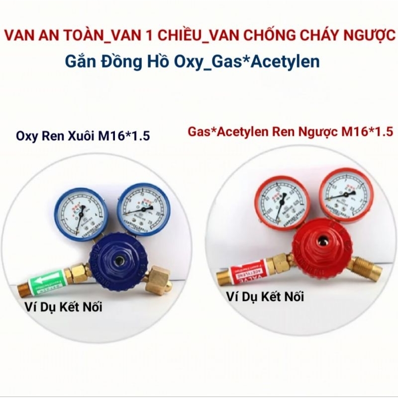 Van chống cháy ngược ren M16*1.5 gắn đồng hồ Oxy_Gas*Acetylen | Shopee ...