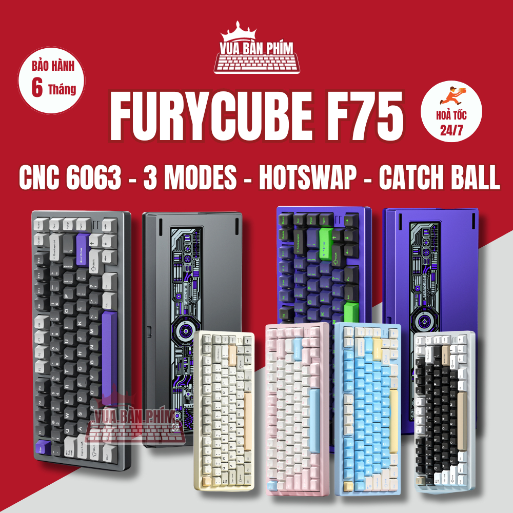 [Hàng Sẵn] Bàn phím cơ Furycube F75 | f75 pro không dây , mạch xuôi ...