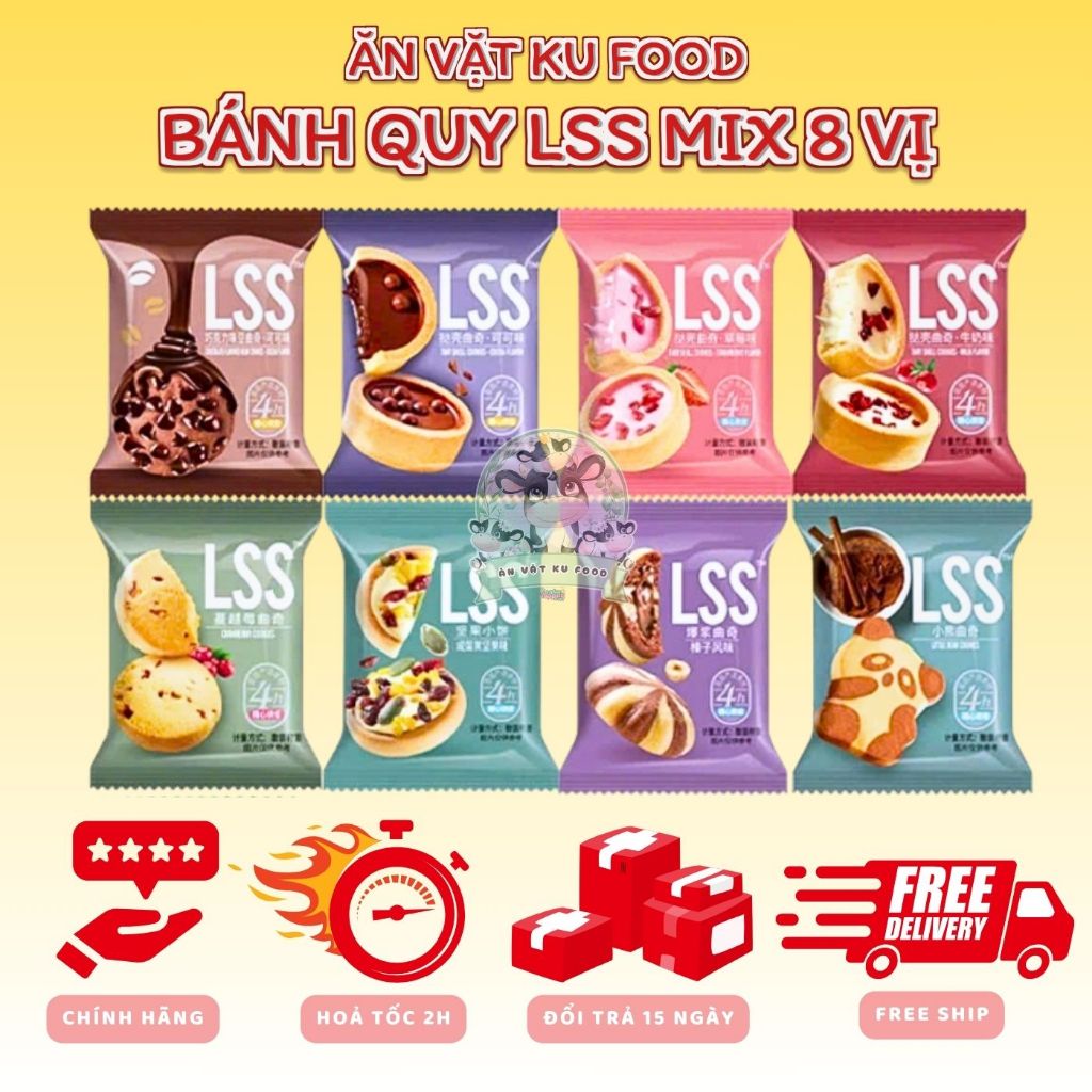 Bánh Quy Bơ Sữa Nhân Kem Socola Chip Mix Vị Hãng LSS Thơm Ngon, Bánh ...